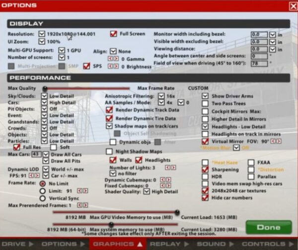 iRacing Graphics Settings List for Optimal FPS