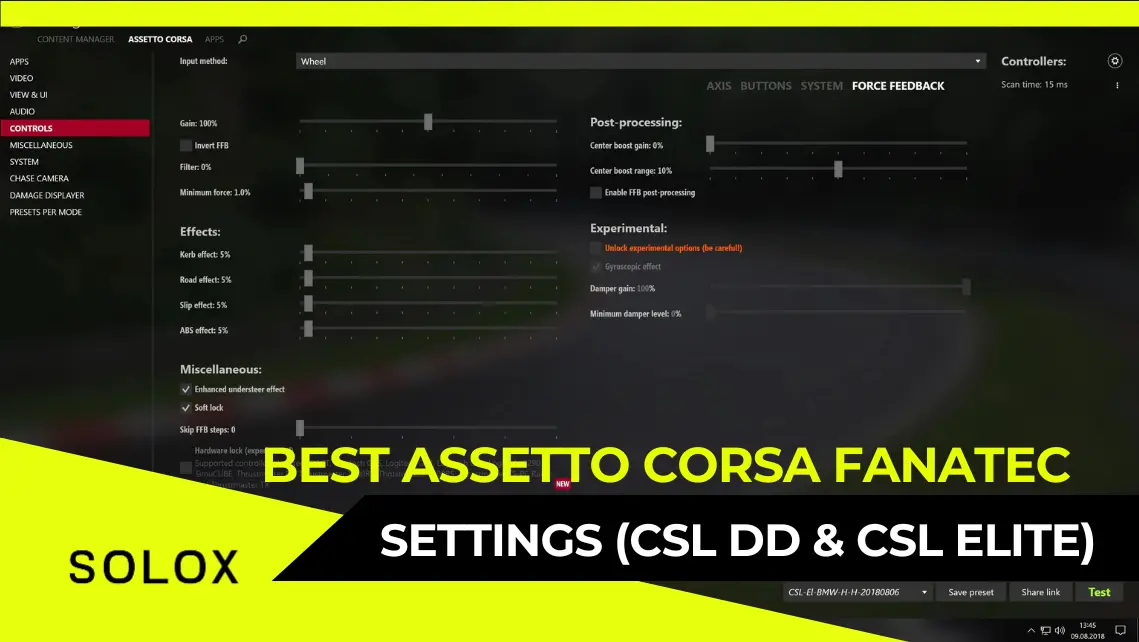 Best Assetto Corsa Fanatec Settings (CSL DD & CSL Elite)